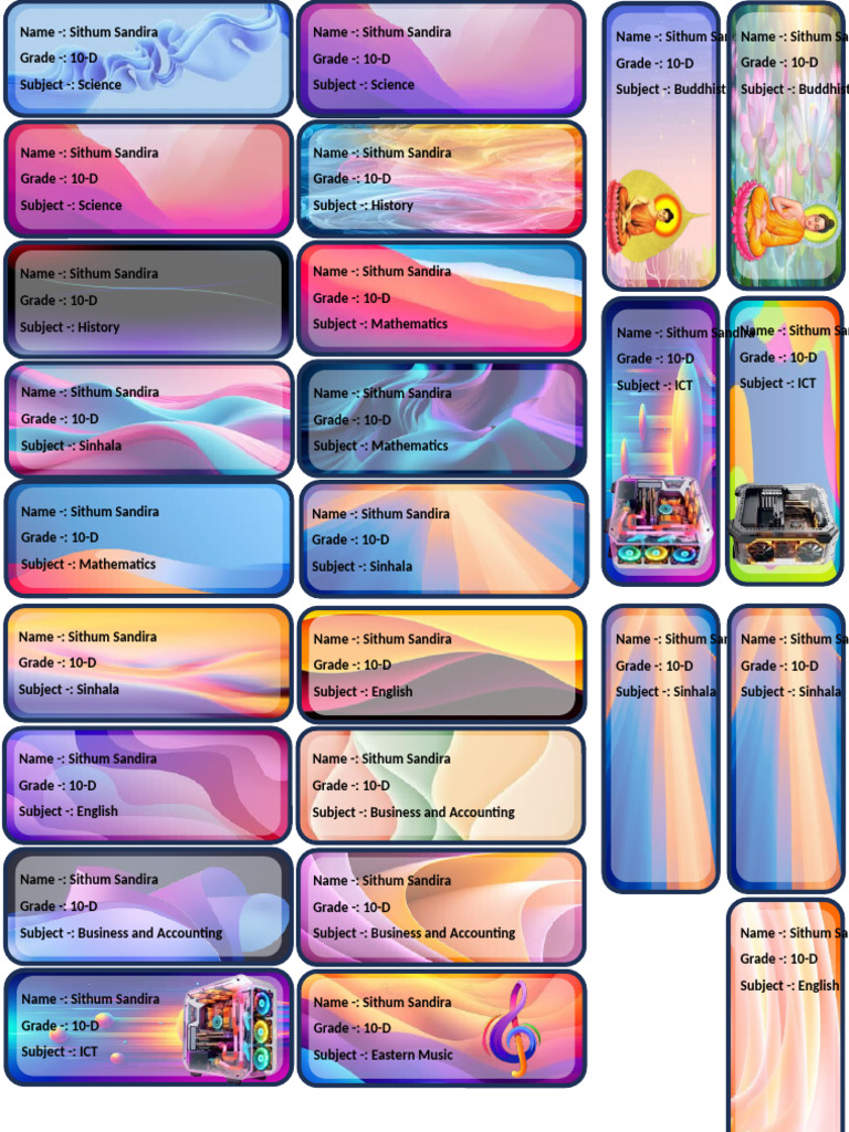 Grade 10 Name Tags For School | PDF