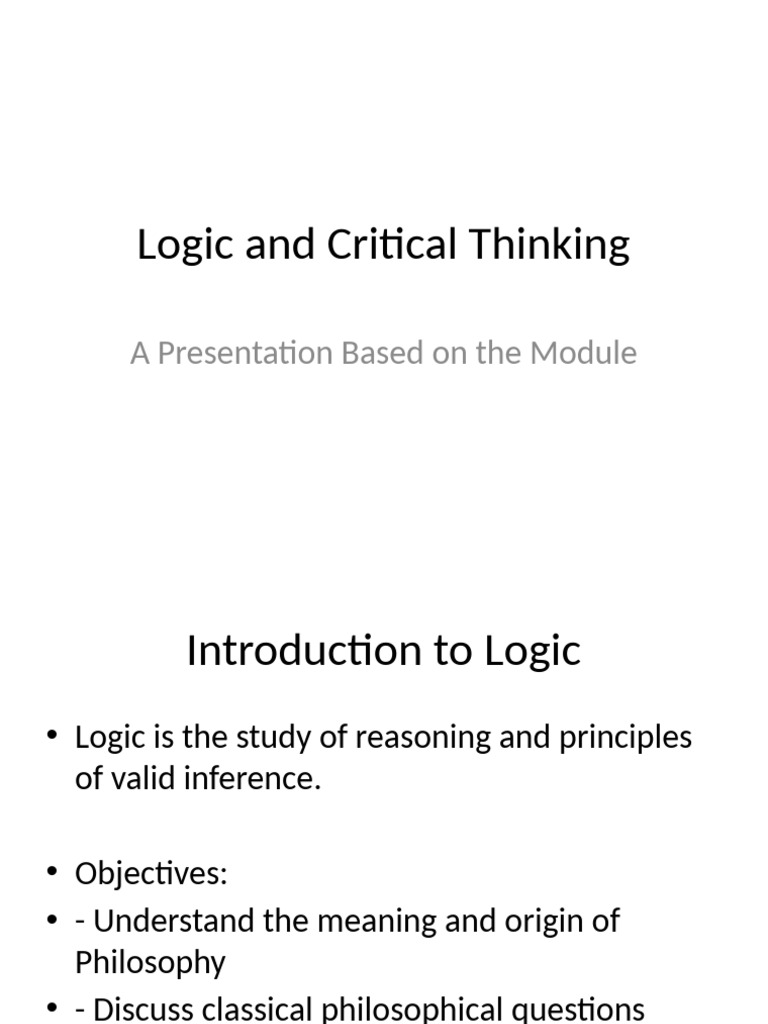 Logic and Critical Thinking | PDF