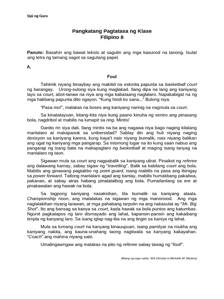 GST - Filipino 8 - Sipi NG Guro (1) Reading | PDF