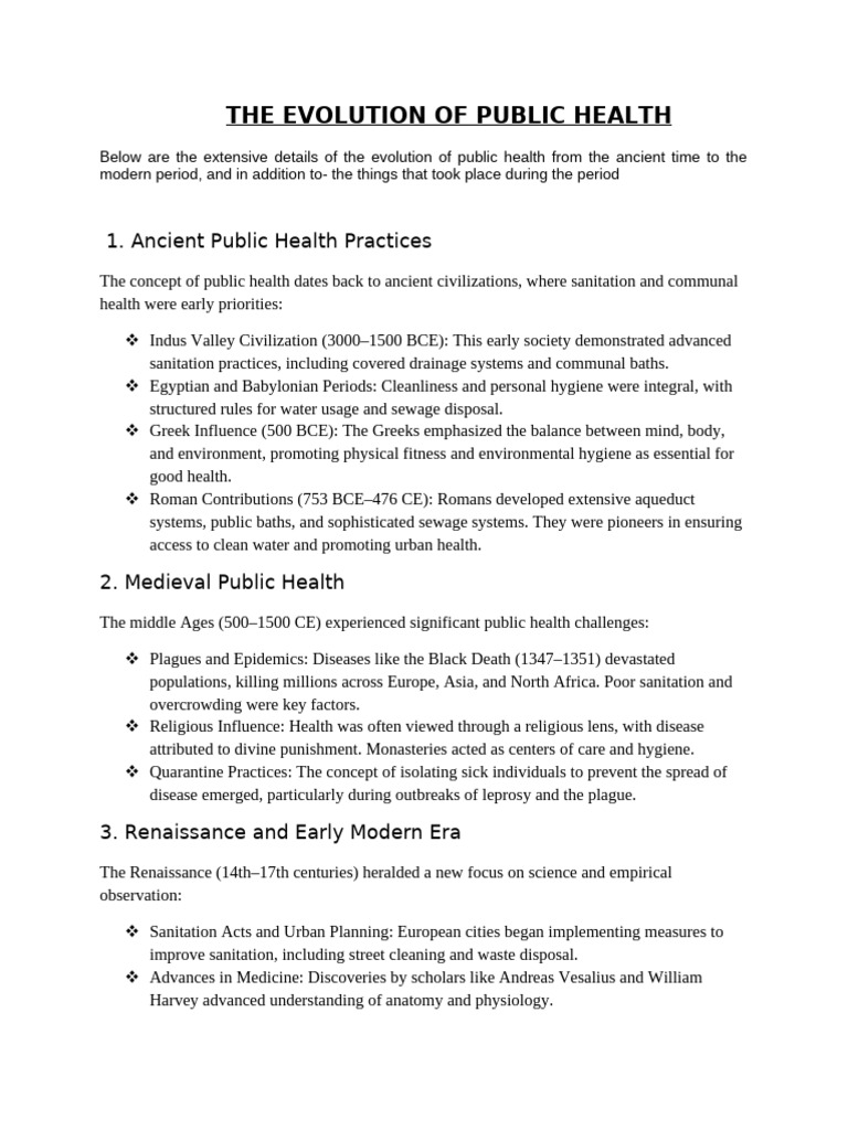 The Evolution of Public Health Assignment | PDF | Public Health | Medicine