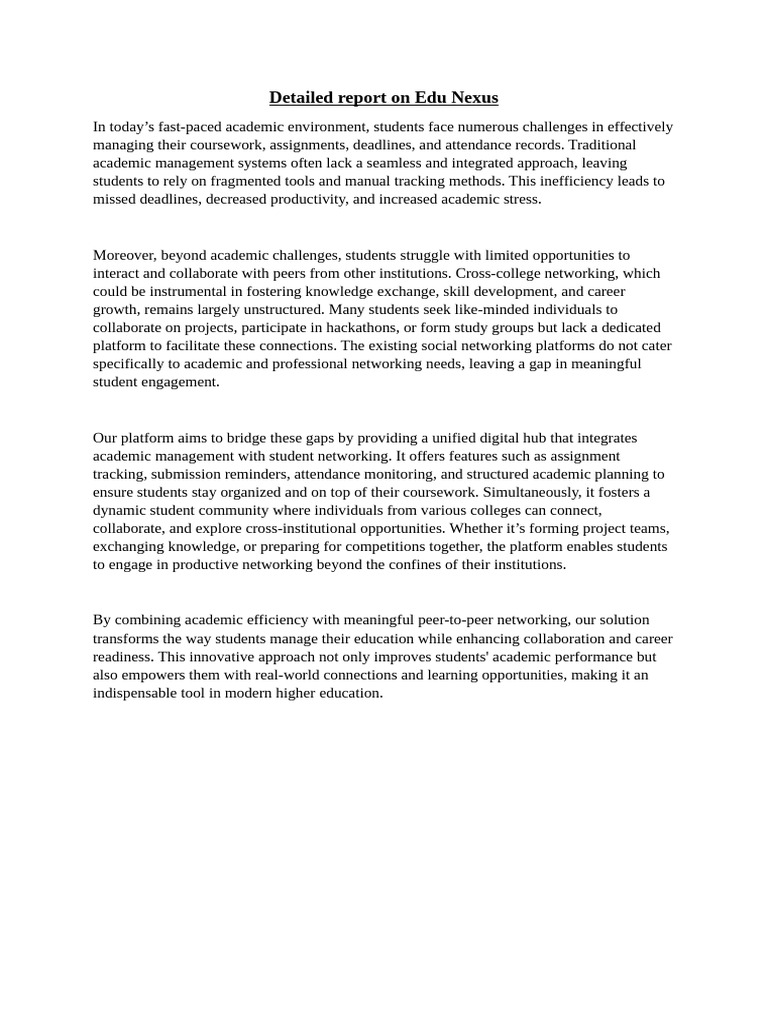 EduNexus - Detailed - Report | PDF