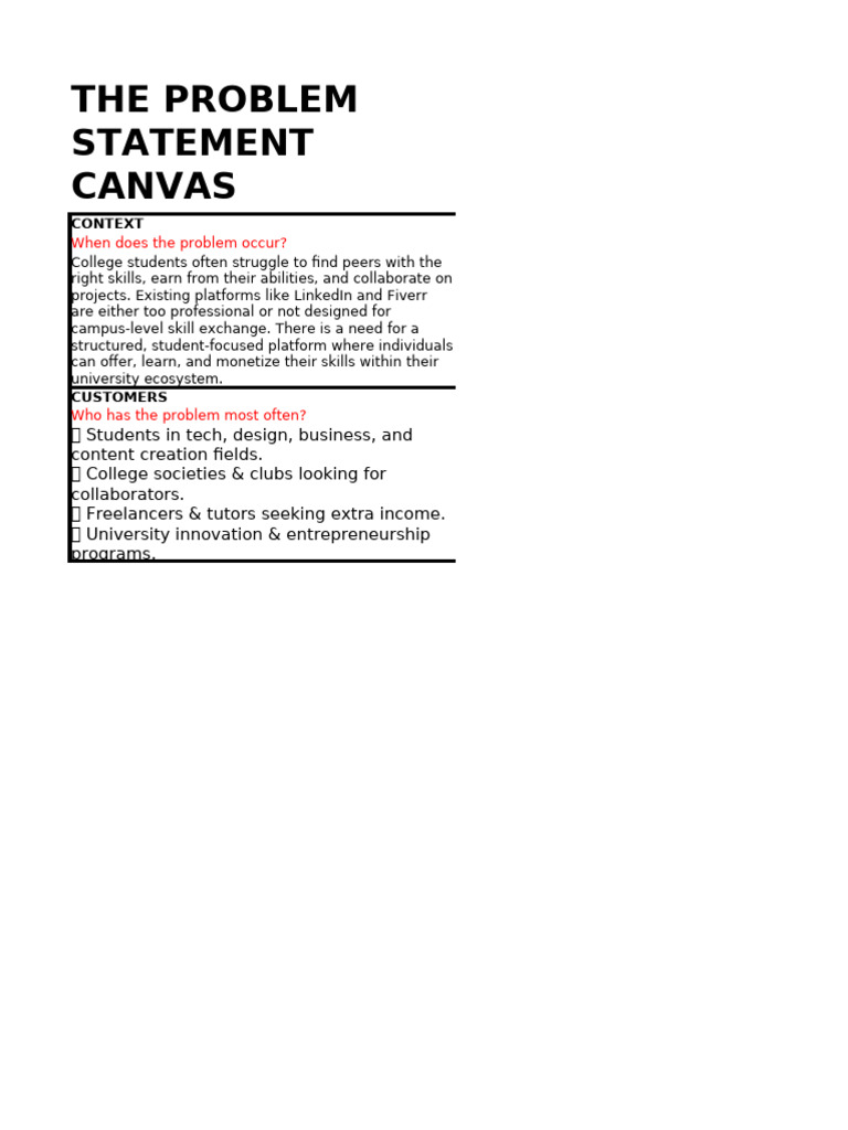 2 - CH 2 - Tool Used During The Problem Statement Canvas | PDF