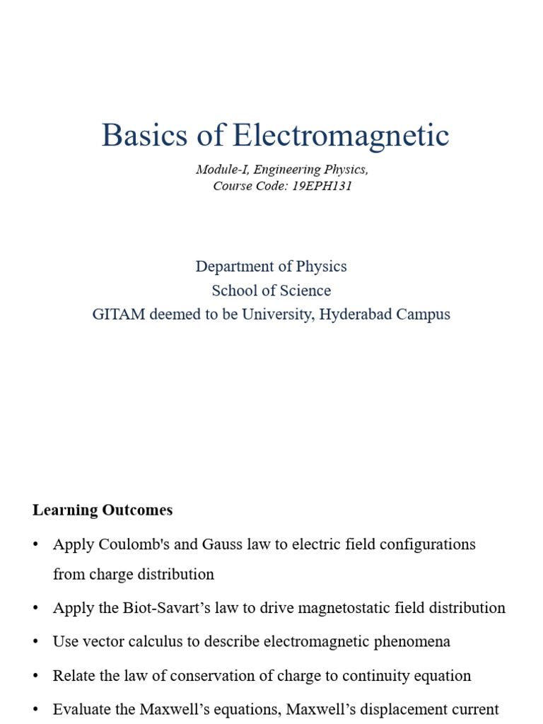 Basics of Electromagnetic | PDF | Electric Field | Electric Charge