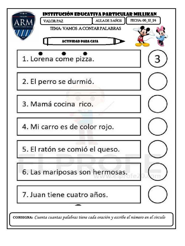Institución Educativa Particular Millikan: Tema: Vamos A Contar ...