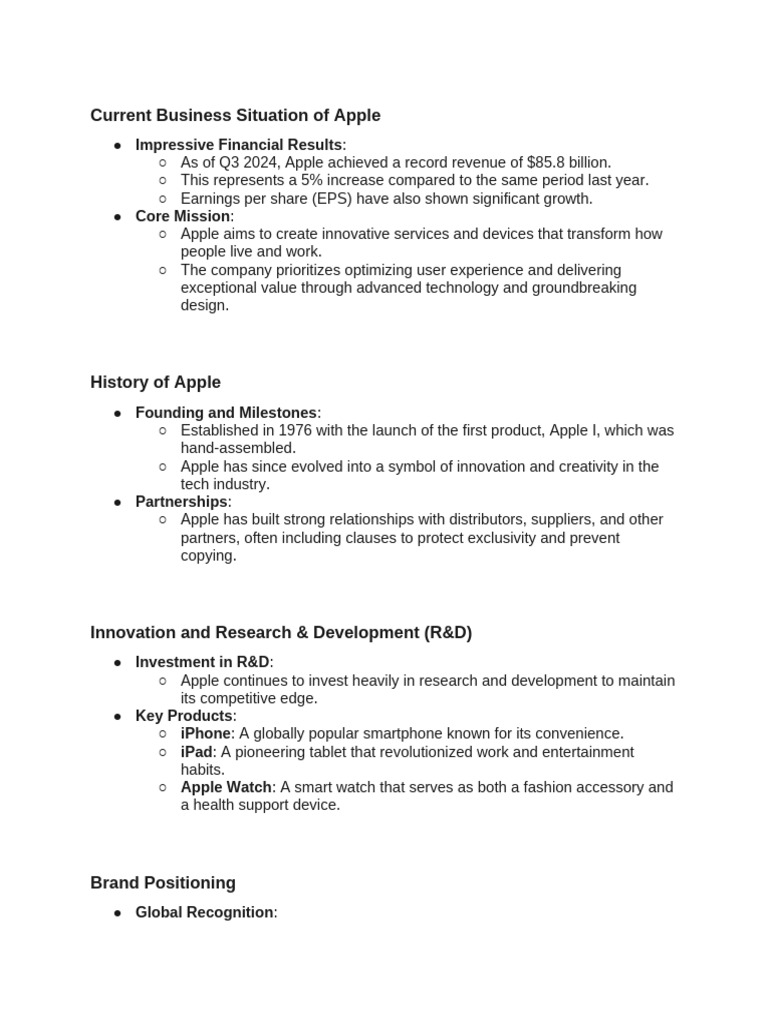 Apple’s Business Overview and Innovations | PDF