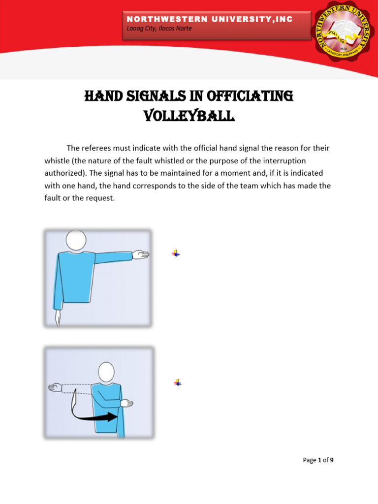 VOLLEYBALL-HAND-SIGNALS | PDF | Hand | Athletic Sports