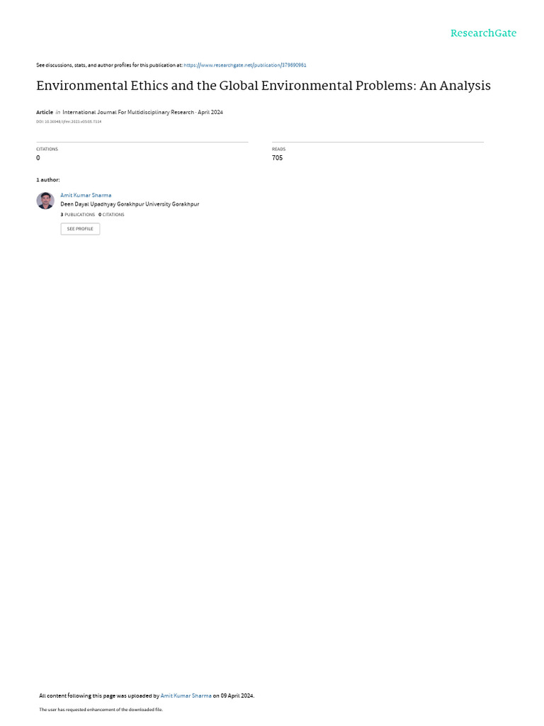 Environmental Ethics and The Global Environmentsl Problems - An ...