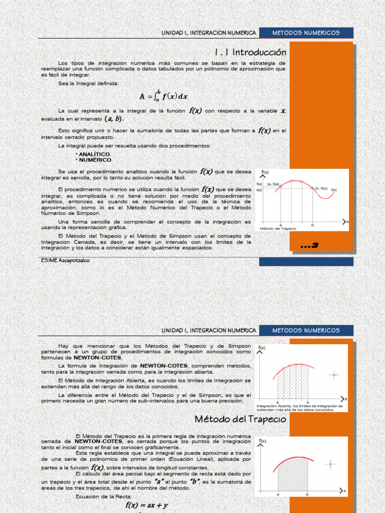 ° 003 Unidad 1, Metodo Del Trapecio Simple | PDF | Integral | Pendiente