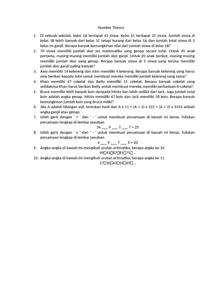 P1 - P2 Number Theory | PDF