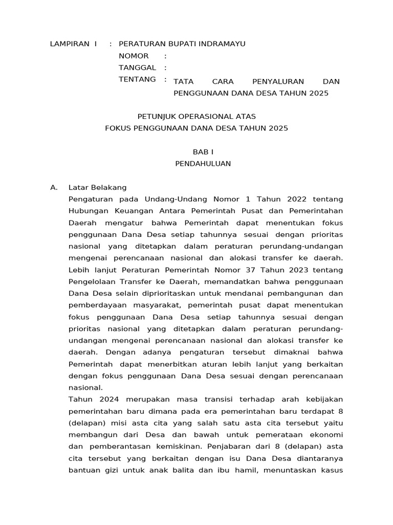 Lampiran I Perbup DD 2025 FIX | PDF