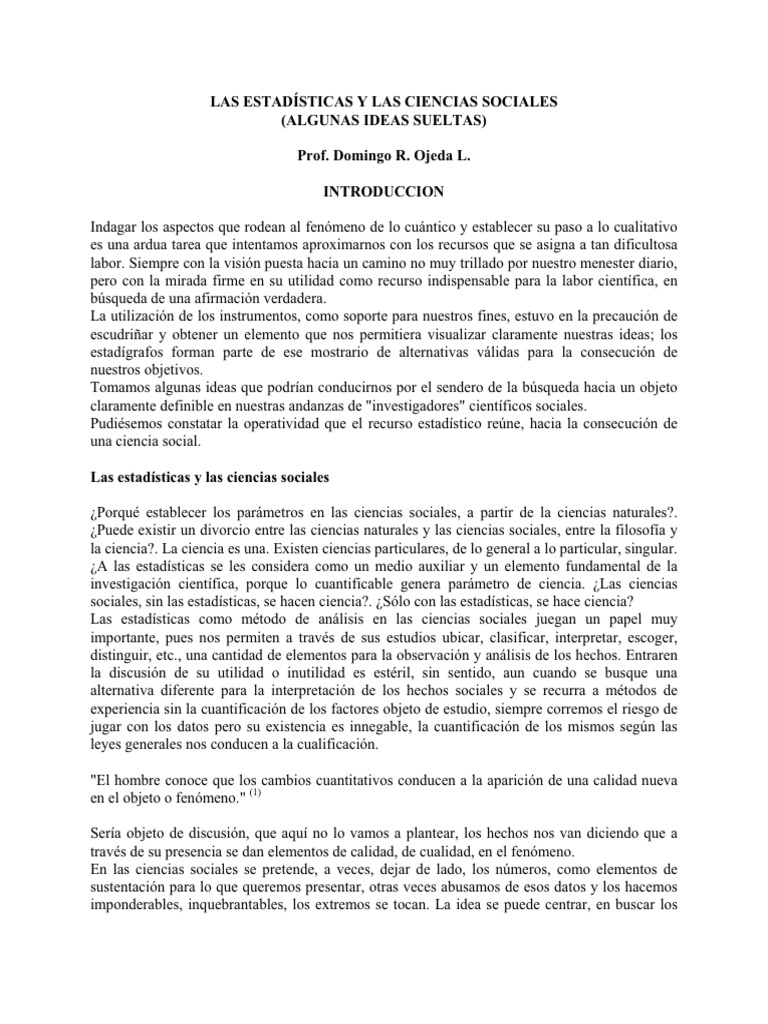 Estadísticas en Ciencias Sociales: Claves y Métodos | PDF ...