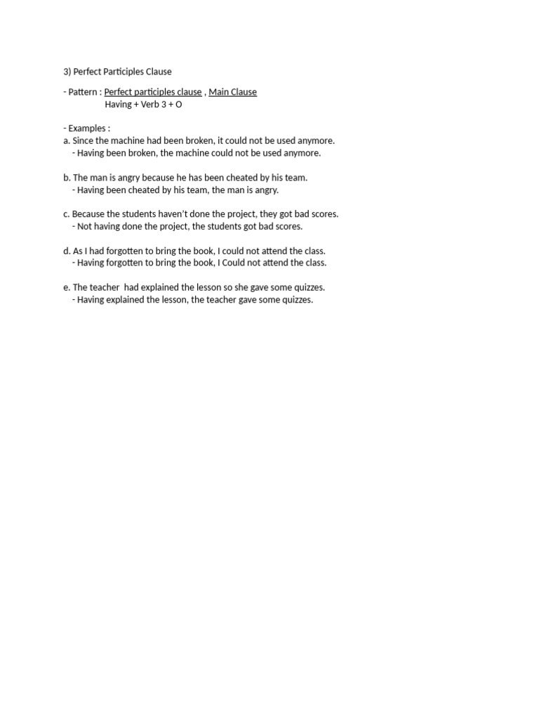 Perfect Participle Clause | PDF