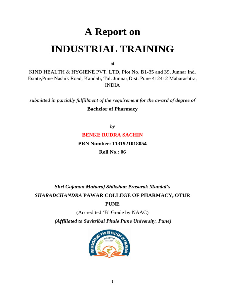 Industrial Training Report Format SPCOP 2023-2024 2 | PDF