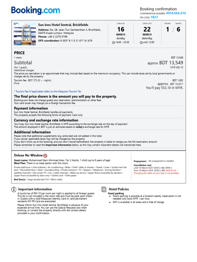 Mohammad Nasir Ahmmed Akas Hotel Booking | PDF | Payments