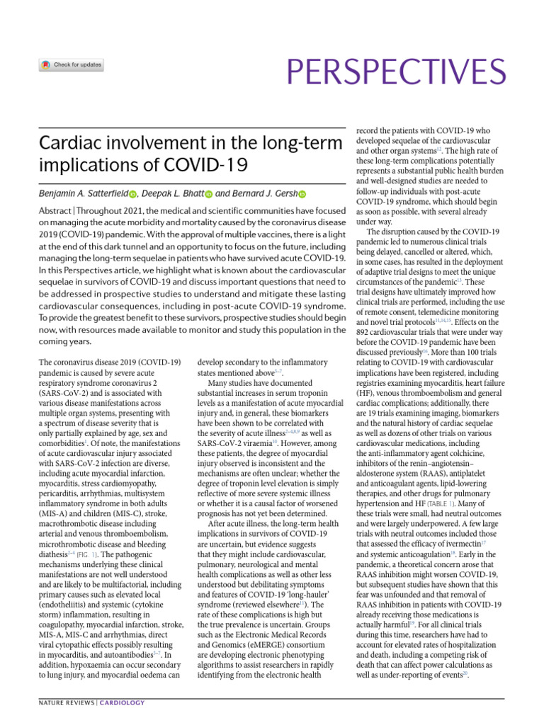 Cardiac involvement in the long-term implications of COVID-19 | PDF ...