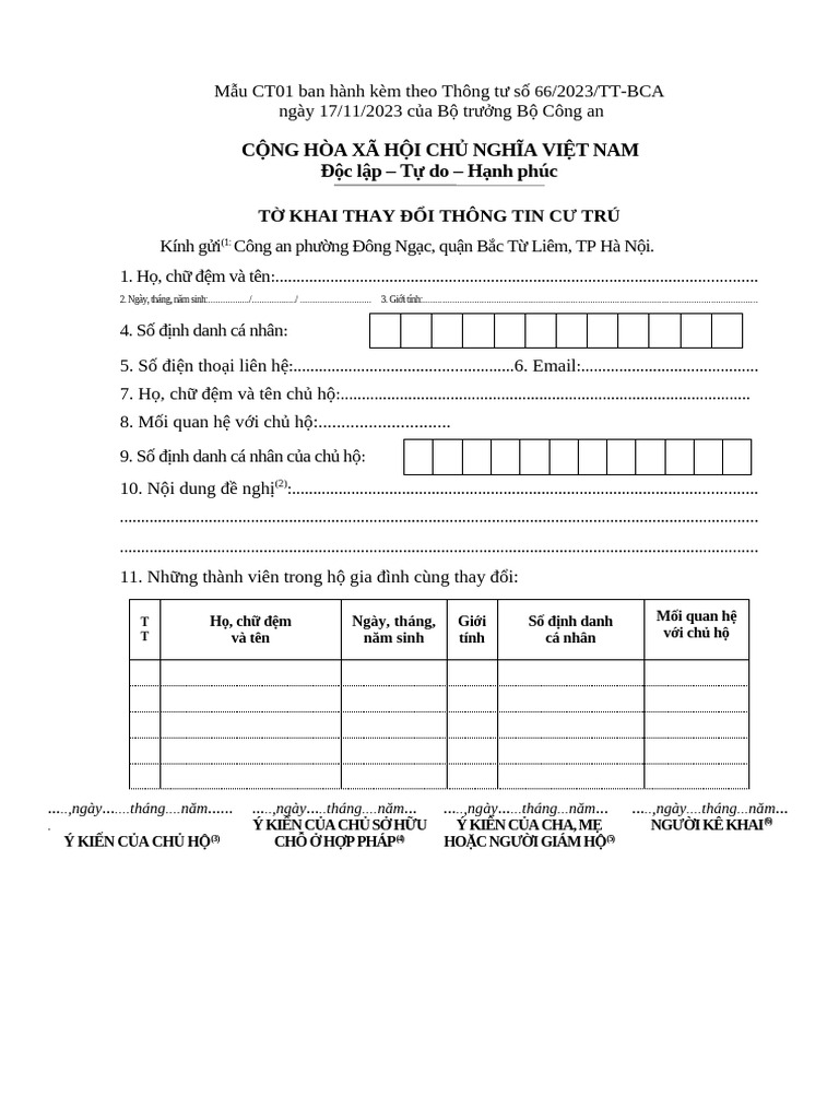 Mẫu CT01 2024 | PDF