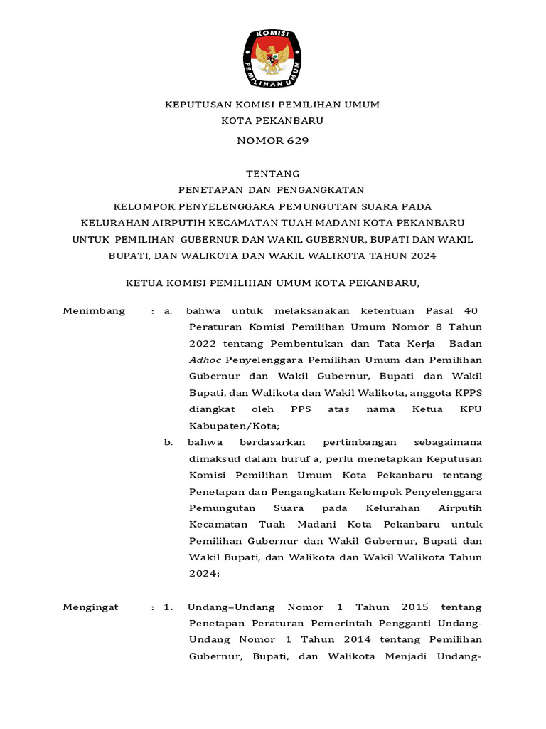 SK KPPS Pilkada Airputih 2024 | PDF