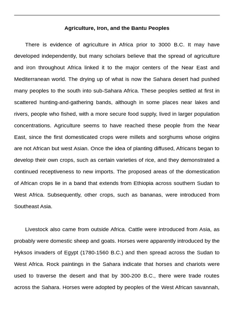 9agriculture, Iron, and The Bantu Peoples | PDF | Africa | Sahara