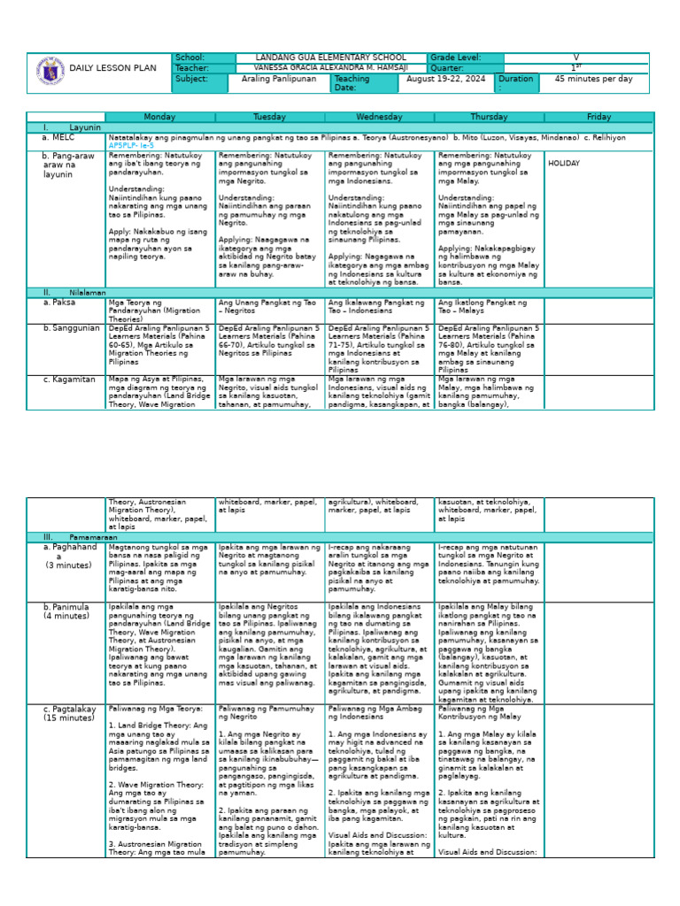 DLL Ap5 Q1 Week3. | PDF