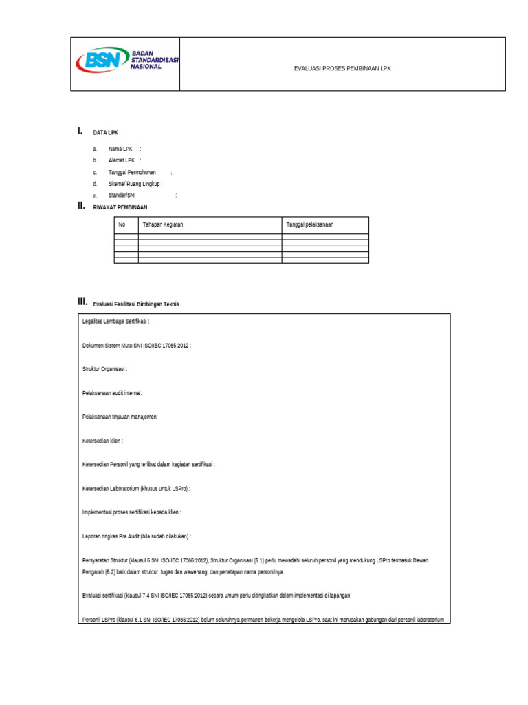 Evaluasi Proses Pembinaan LPK | PDF