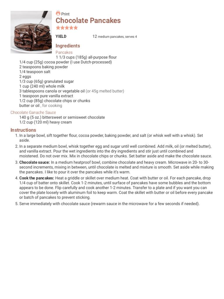 Chocolate Pancakes - Pretty. Simple. Sweet. | PDF