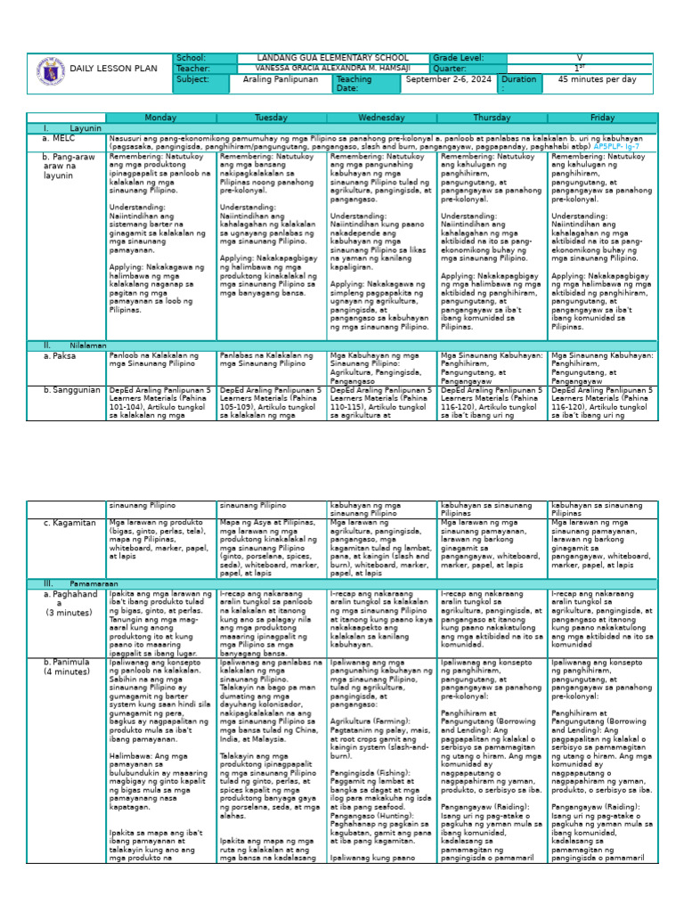DLL Ap5 Q1 Week5. | PDF