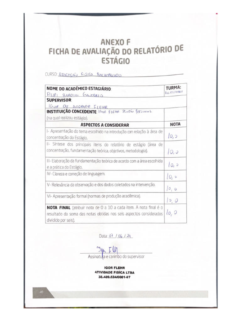 Ficha de Avaliac¿a o Do Rela | PDF