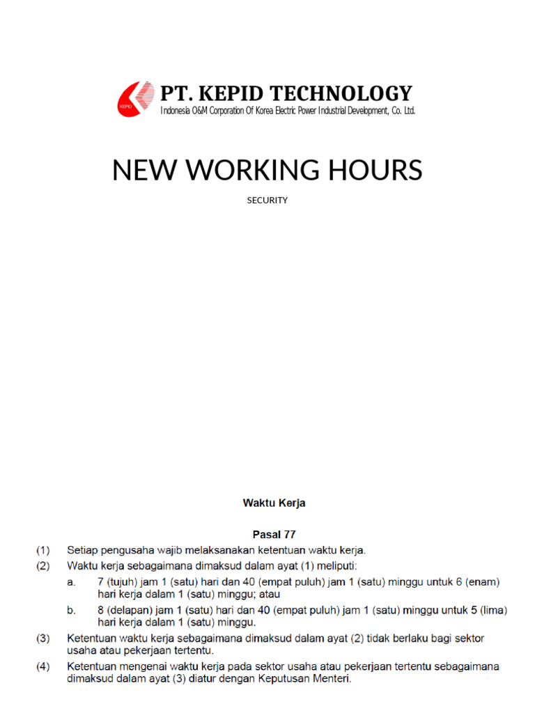 New Working Hours and Salary Changes | PDF