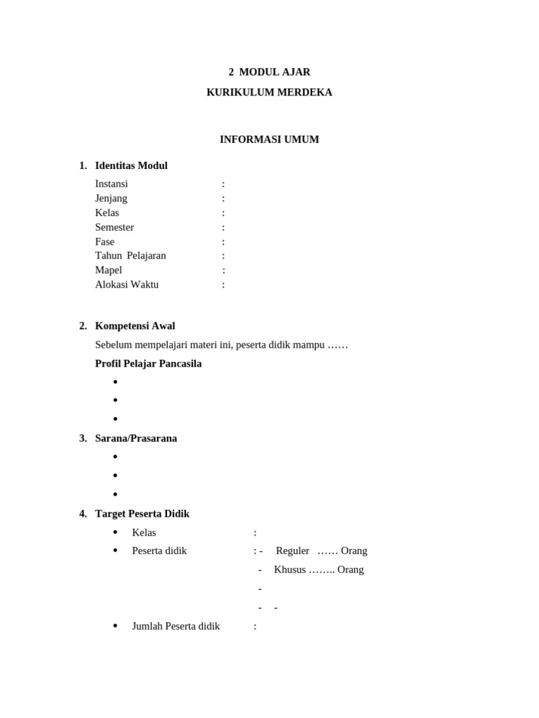 Format Modul Ajar | PDF