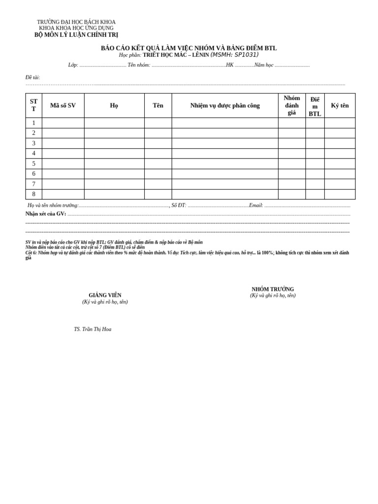 Báo Cáo KQLVN Và BĐ - BTL - 241 | PDF