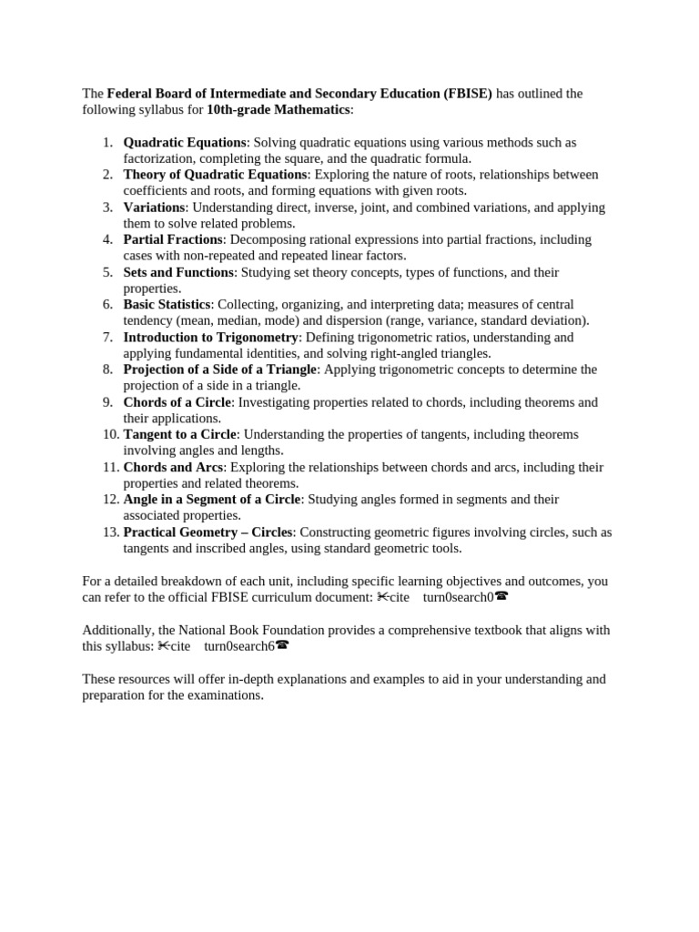 10th Class Mathematics Syllabus 2024-25 | PDF | Trigonometry ...