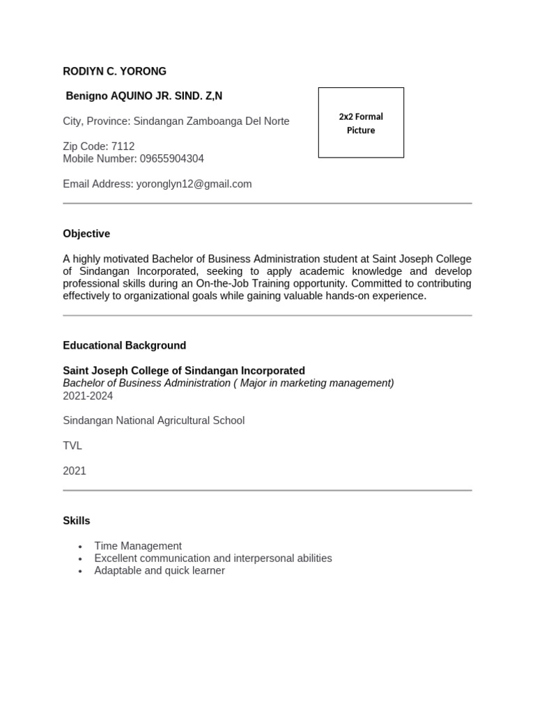 Ojt Resumer Template | PDF