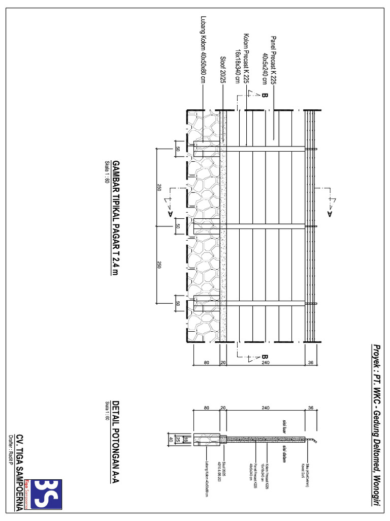 Gambar Tipikal Pagar Dan Potongan T 2,4 M | PDF