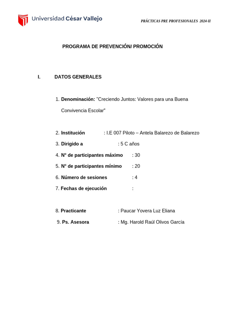 Mocsen Esquema Programa Prevencion-Promocion | PDF | Las emociones | Habilidades sociales