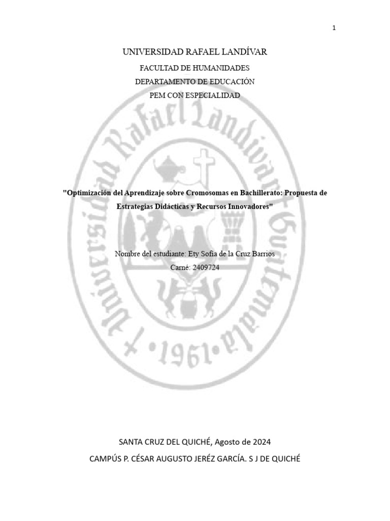 "Optimización del Aprendizaje sobre Cromosomas en Bachillerato: Propuesta de Estrategias ...