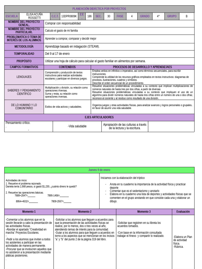 Planeacion 9 - 17 Ene | PDF