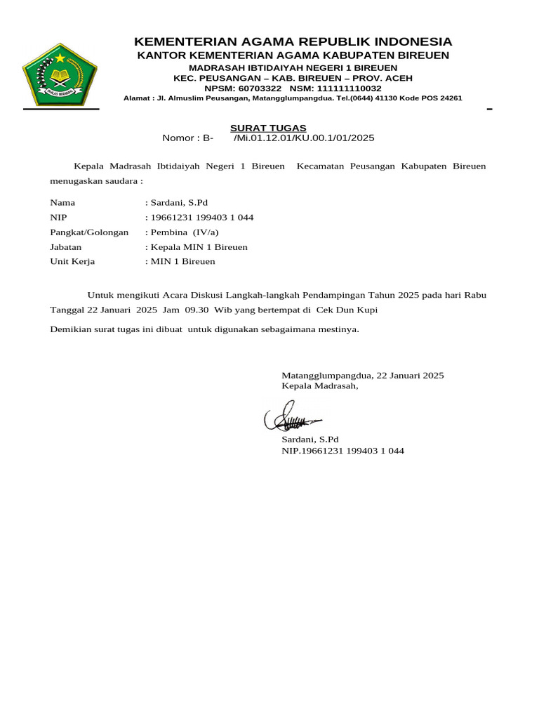 surat tugas 2025 | PDF