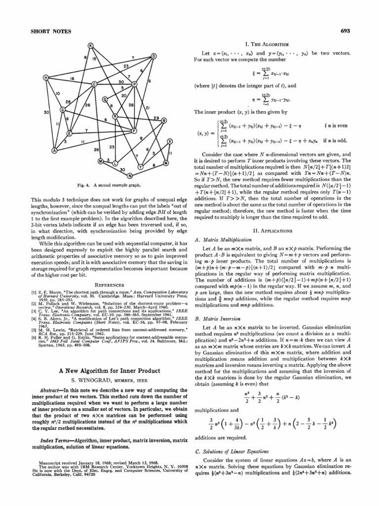Winograd's Efficient Inner Product Algorithm | PDF | Matrix ...