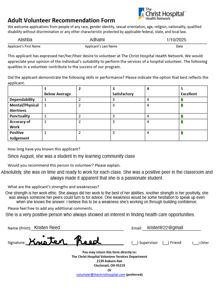 Kristen Reed Christ Recommendation Final | PDF | Social Psychology | Gender