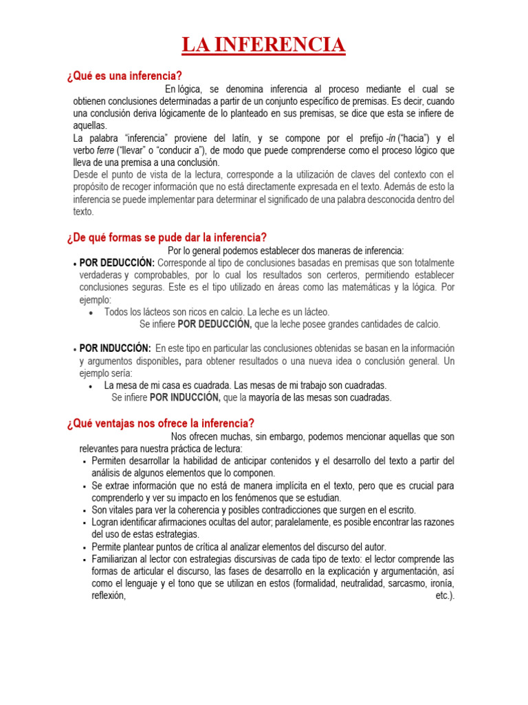 La Inferencia | PDF | Inferencia | Razonamiento deductivo