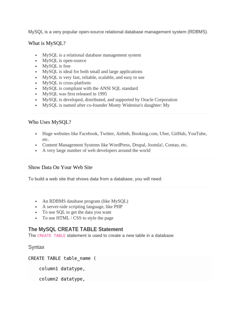 MySQL Is A Very Popular Open | PDF | My Sql | Relational Database