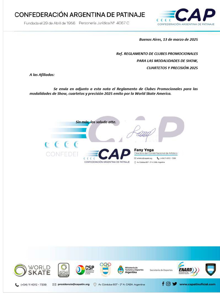 Nota 035-25 - Reglamento Panamericano | PDF