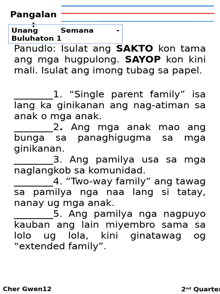 Aral Pan Worksheets 2nd Quarter week 1-2 | PDF