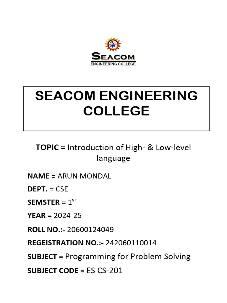 ARUN MONDAL_20600124049_PROGRAMMING FOR PROBLEM SOLVING_CSE-CA2 - ARUN MONDAL | PDF | Computer ...