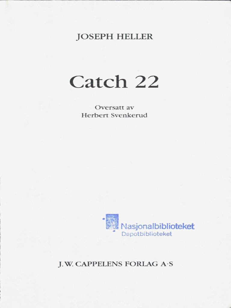 Catch 22 - Heller, Joseph - 1999 - J - W - Cappelens Forlag ...