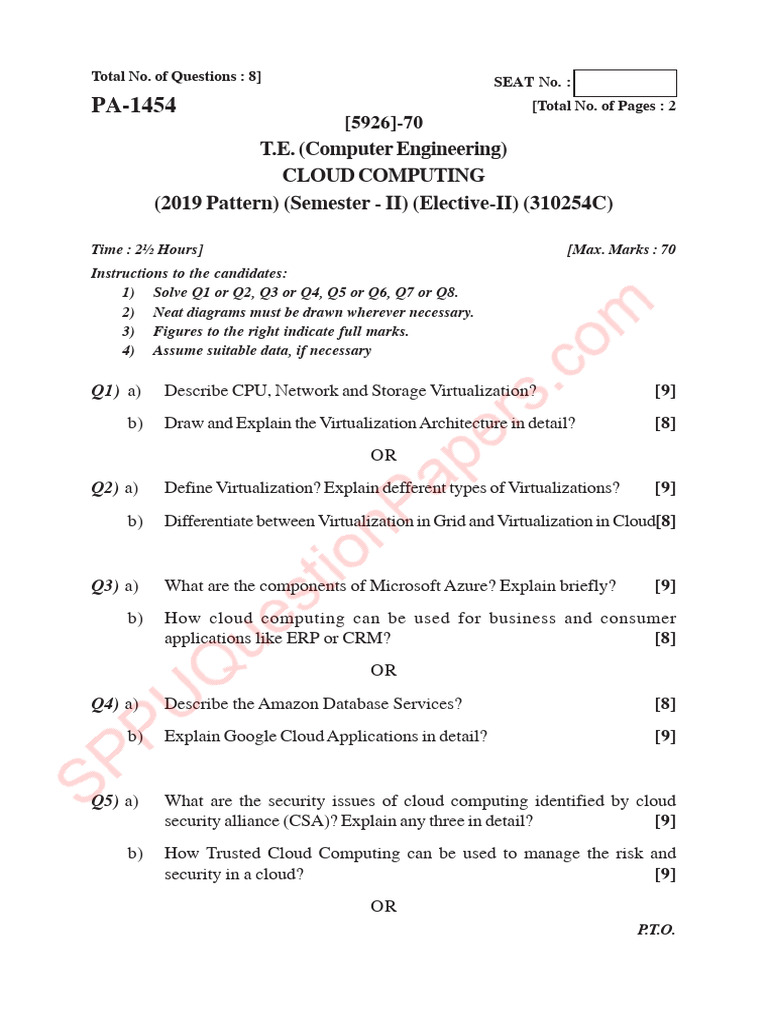 Be - Computer Engineering - Semester 6 - 2022 - November - Cloud Computing CC Pattern 2019 | PDF ...