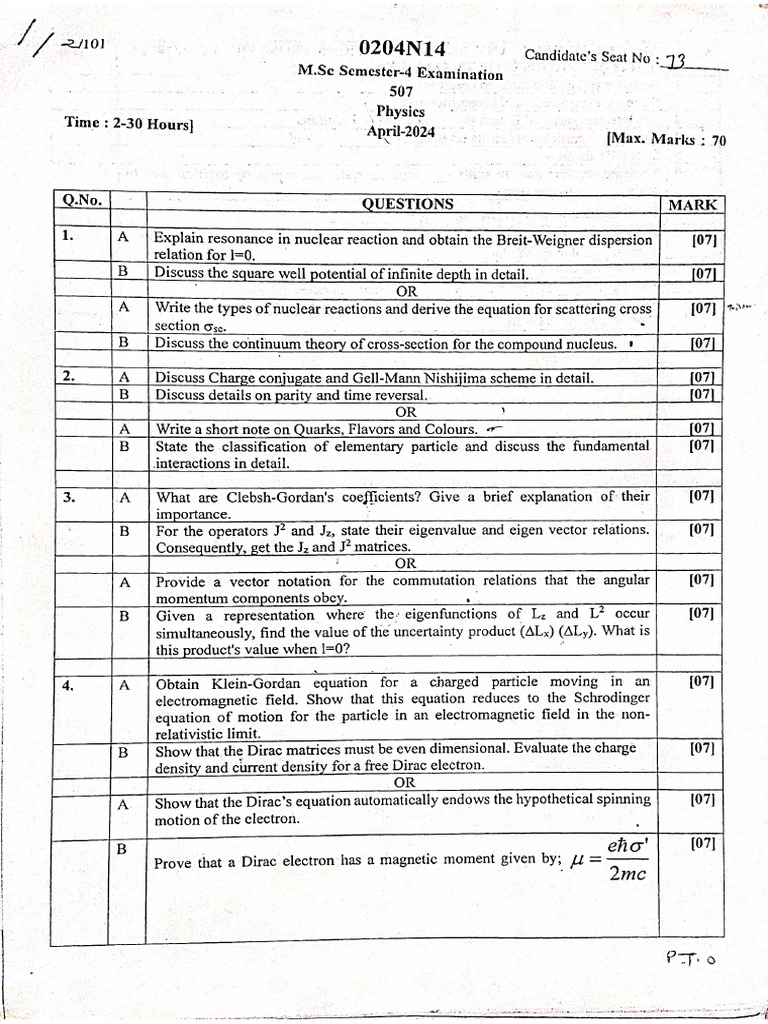 MSC Sem 4 Paper | PDF