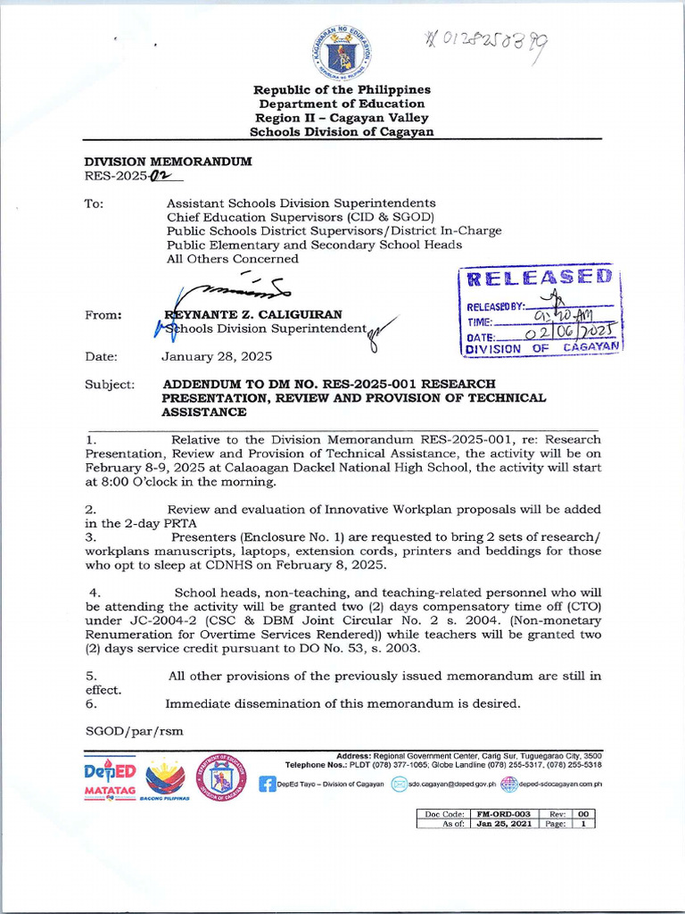 Udvm 02-06-2025 Addendum To DM Res-2025-001 | PDF