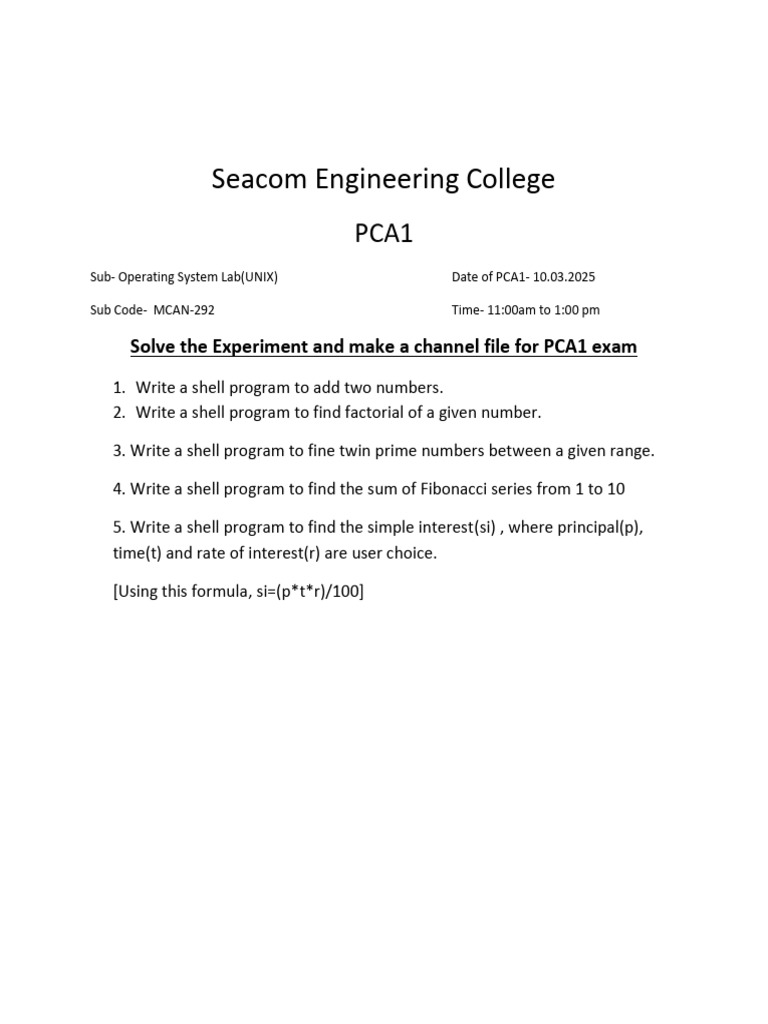 UNIX Shell Programming Lab Tasks | PDF