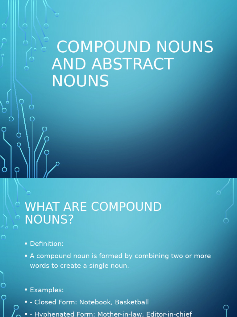 Compound Abstract Nouns Grade7 | PDF